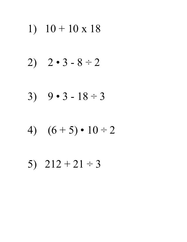 Order Of Operations Practice Order Of Operations Practice