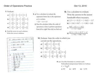 Order of operations practice oct 13 | PDF