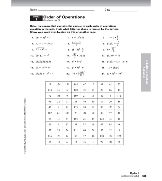 Order of operations practice puzzle | PDF