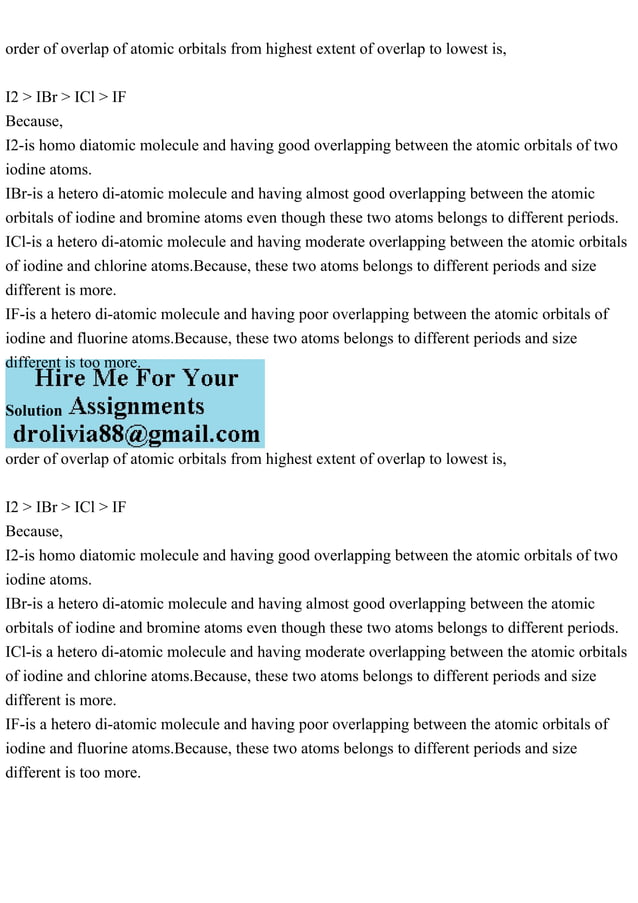 order of overlap of atomic orbitals from highest extent of overlap t ...