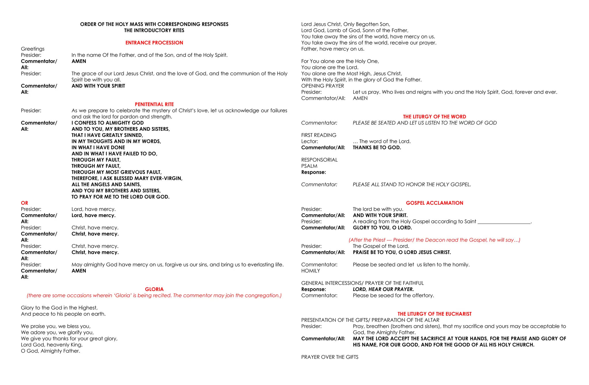 ORDER OF THE HOLY MASS WITH CORRESPONDING RESPONSE.docx
