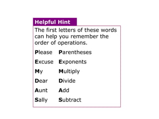 Order of Operations | PPTX