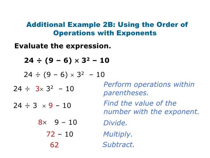 Order Of Operations Order Of Operations