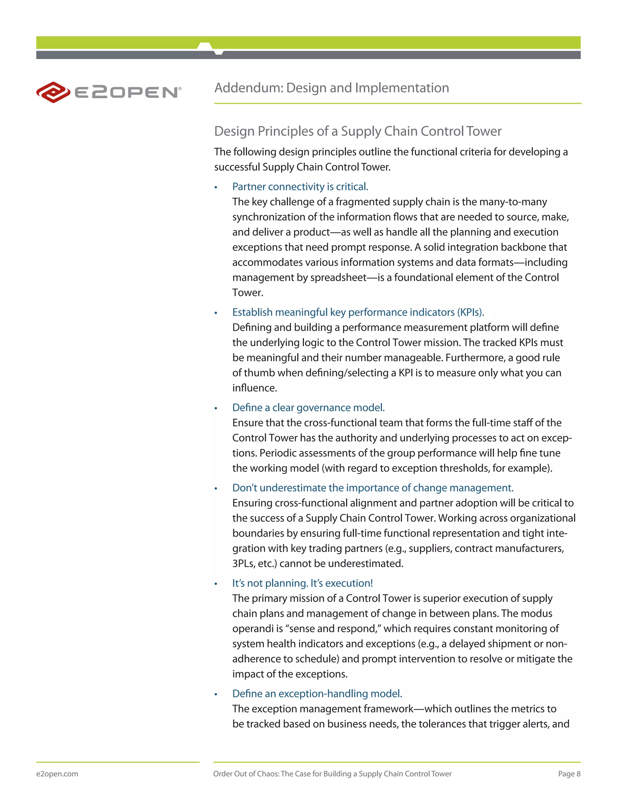 Order out of chaos, the case for building a supply chain control tower ...