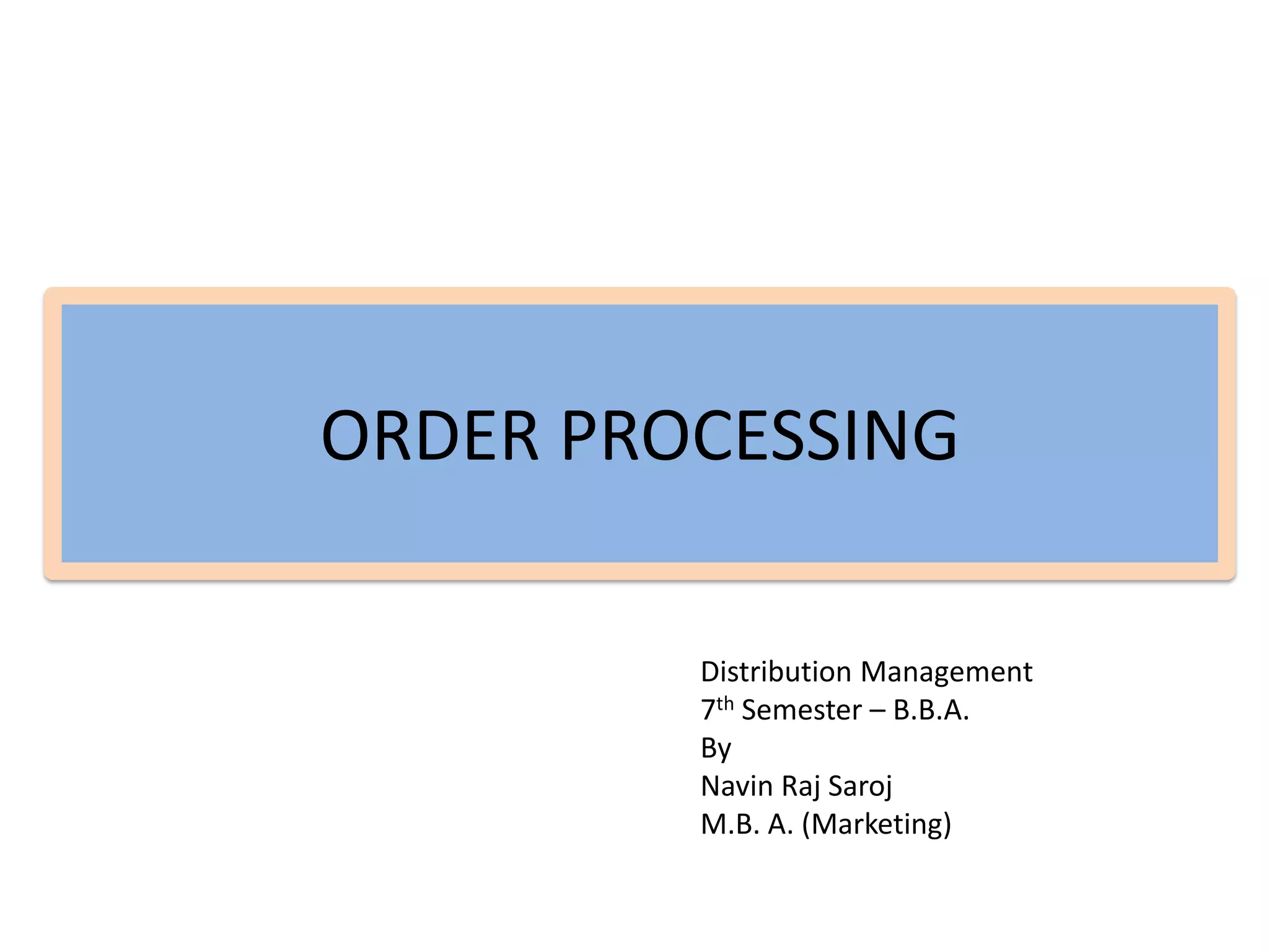 Order processing | PDF