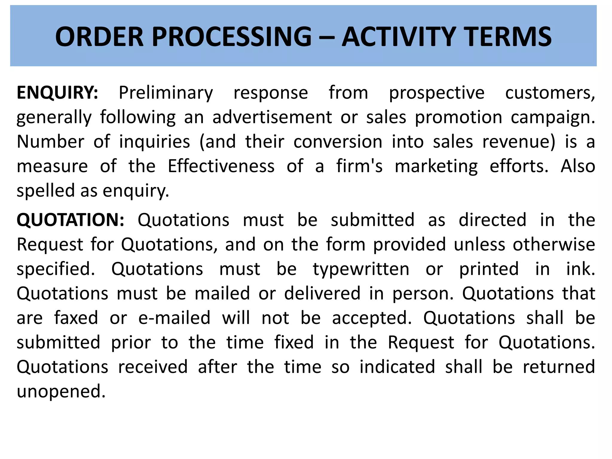 Order processing | PDF