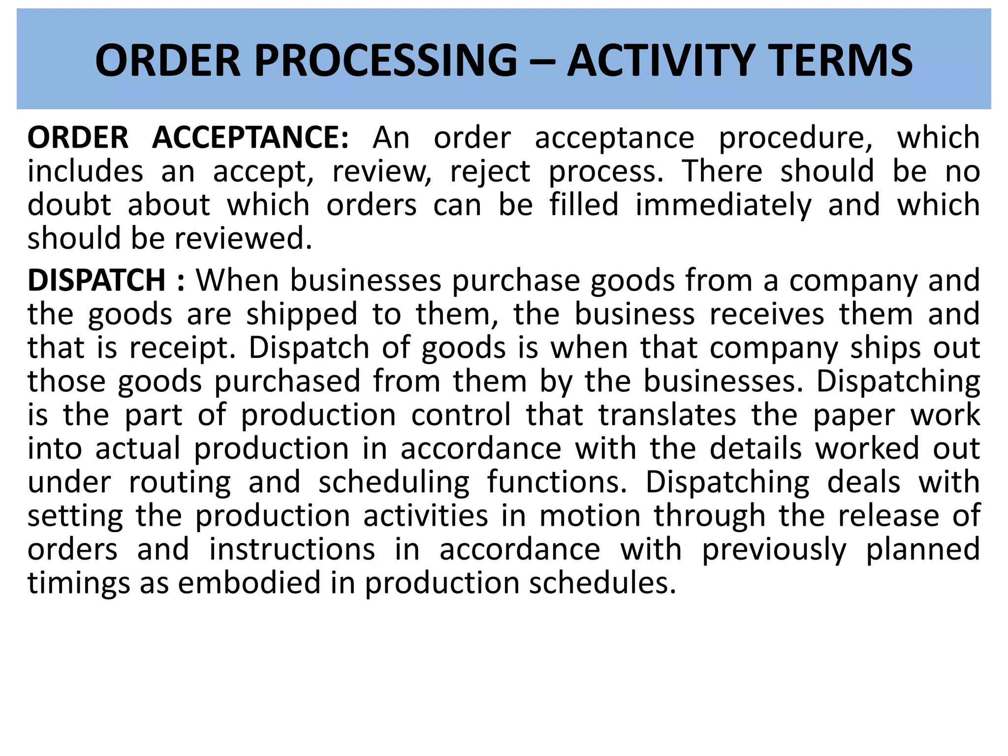 Order processing | PDF