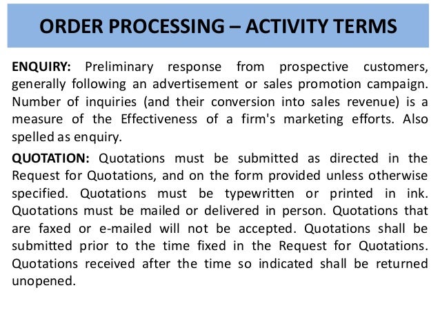 Order processing