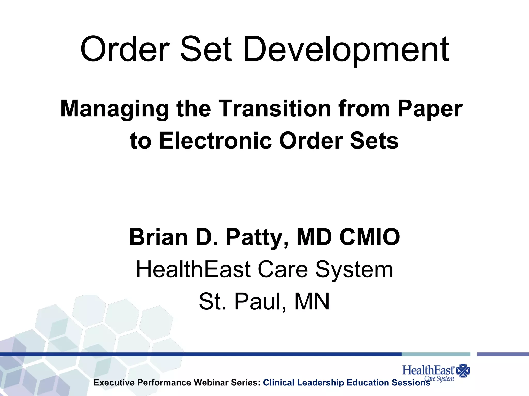 Order Set Development | PPT