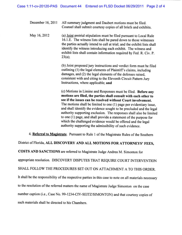 Order setting trial date,pretrial deadlines and refferal to magistrate ...