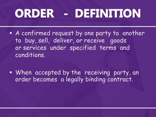 Orders & their execution | PPTX