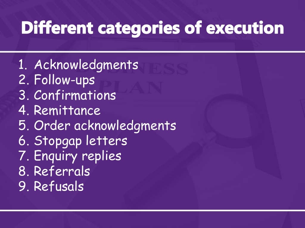 Orders & their execution