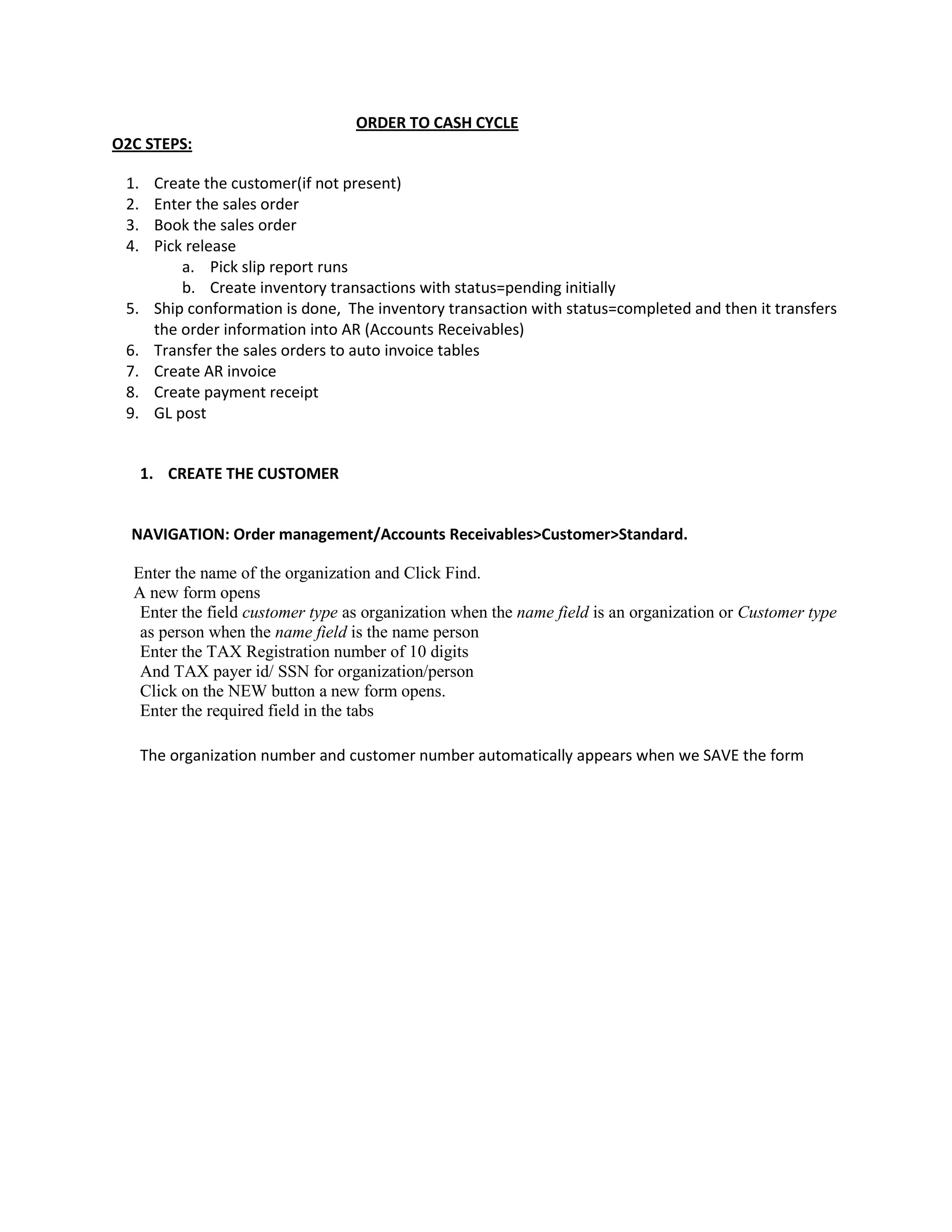 Order to cash cycle | PDF