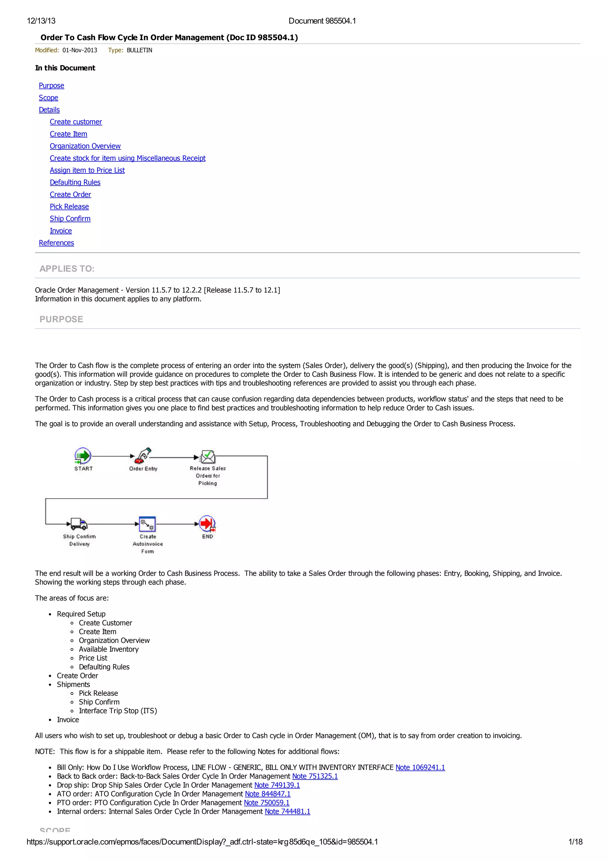 Order to cash flow cycle in order management | PDF