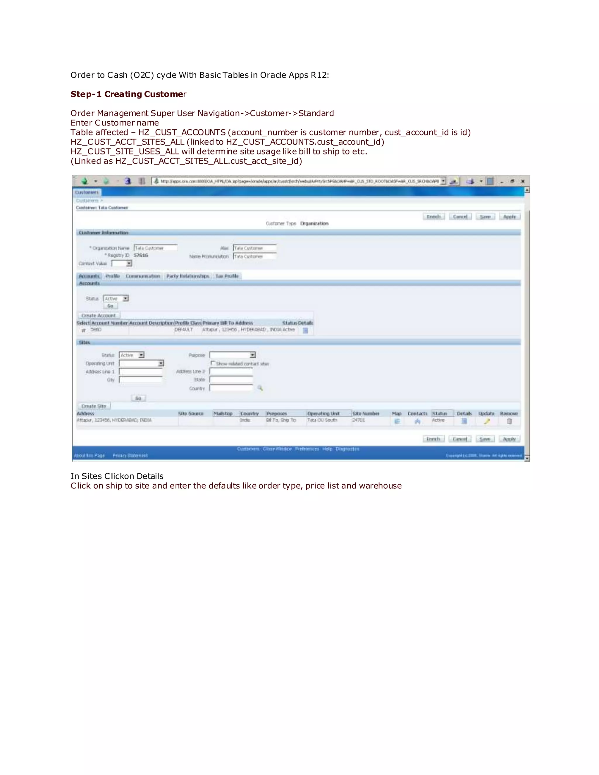 Order to cash with tables | DOCX