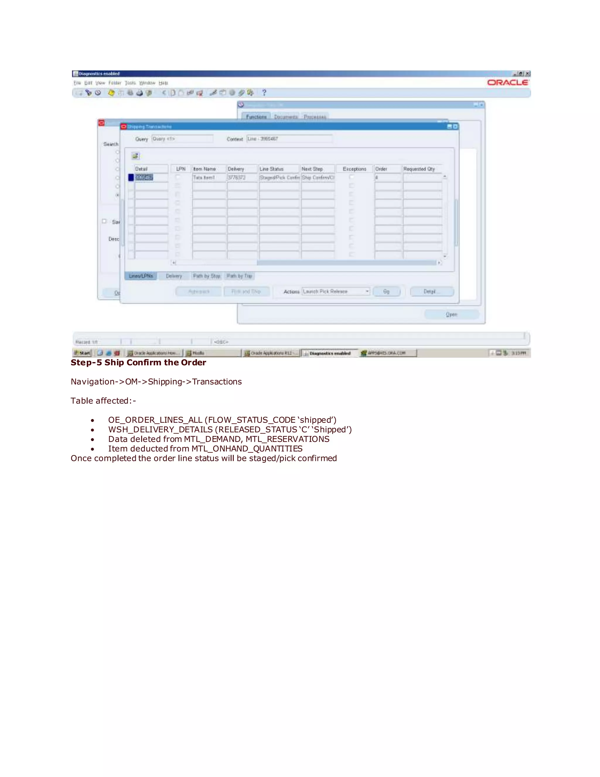 Order to cash with tables | DOCX