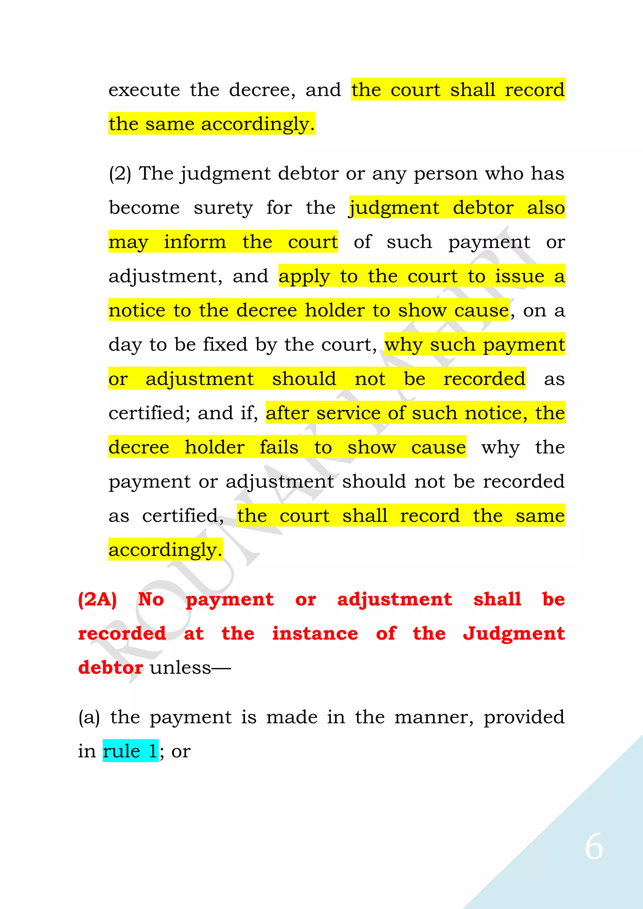 Order 21 RULE 1 AND 2 CPC | PDF