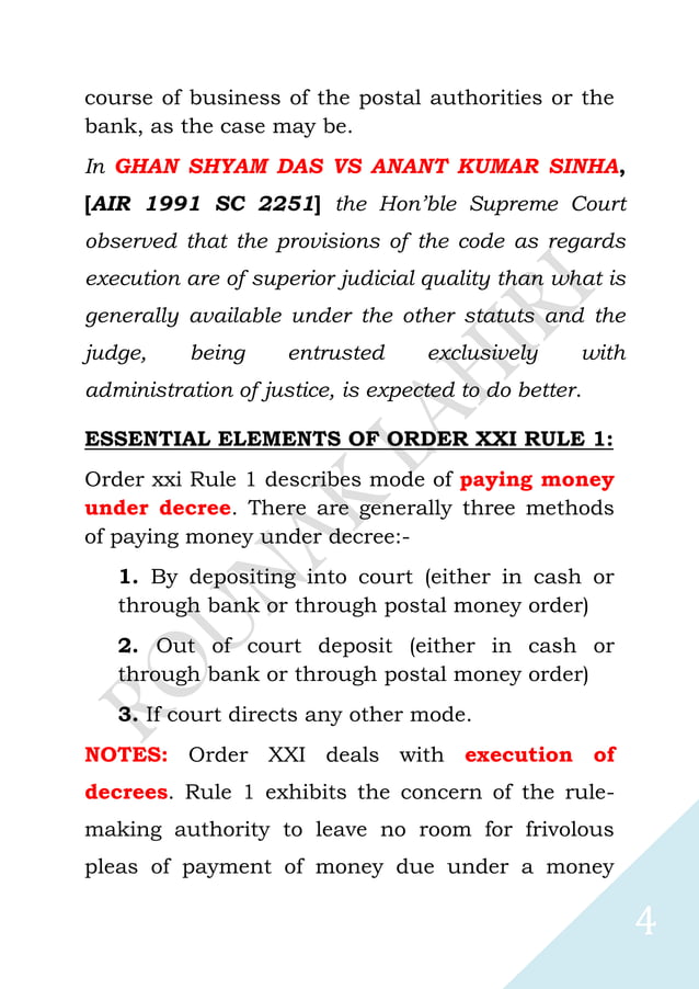 Order 21 RULE 1 AND 2 CPC | PDF | Credit Cards | Personal Debt