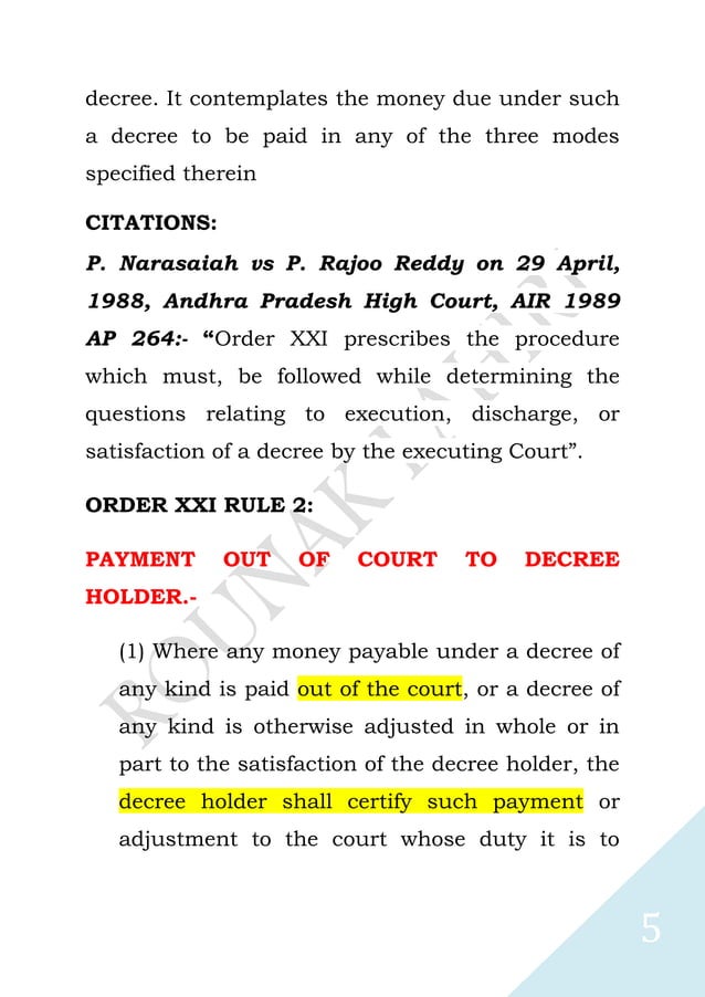 Order 21 RULE 1 AND 2 CPC | PDF | Credit Cards | Personal Debt