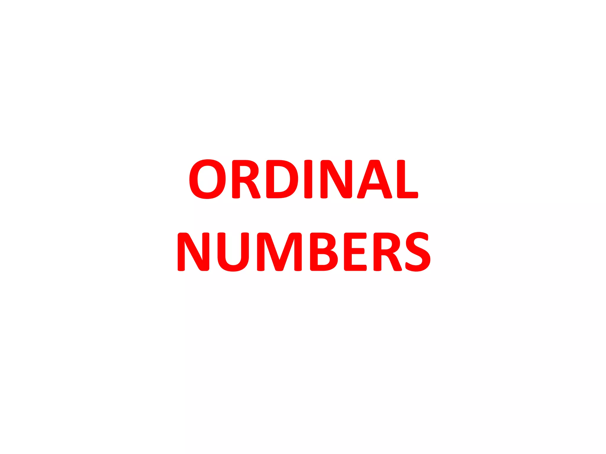 Ordinal numbers | PPT