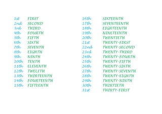 Ordinal numbers | DOCX