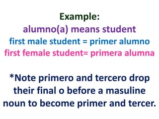Ordinal numbers in English and Spanish | PPT