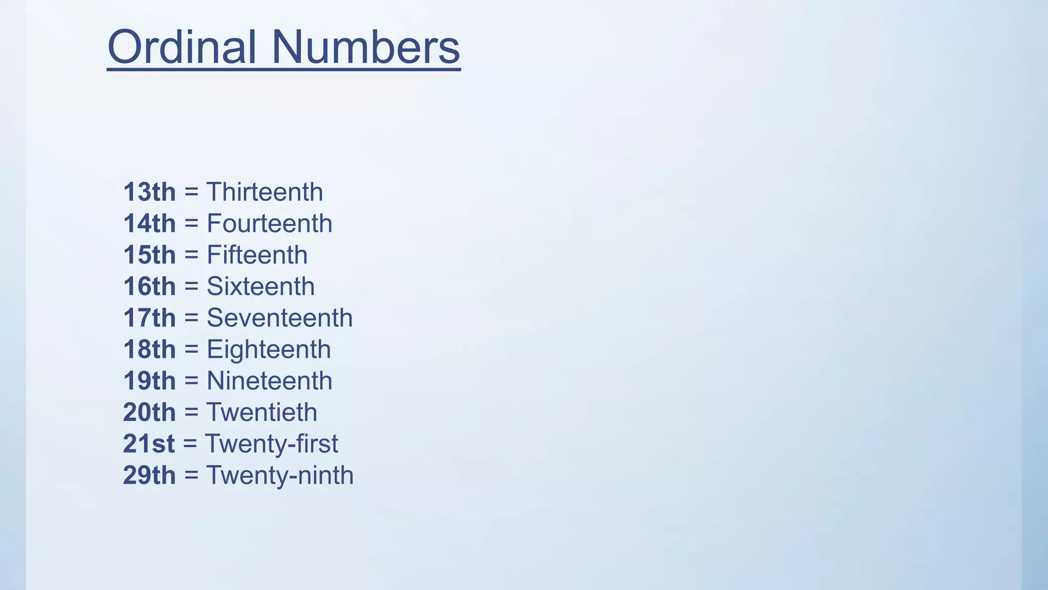 Ordinal numbers | PPT