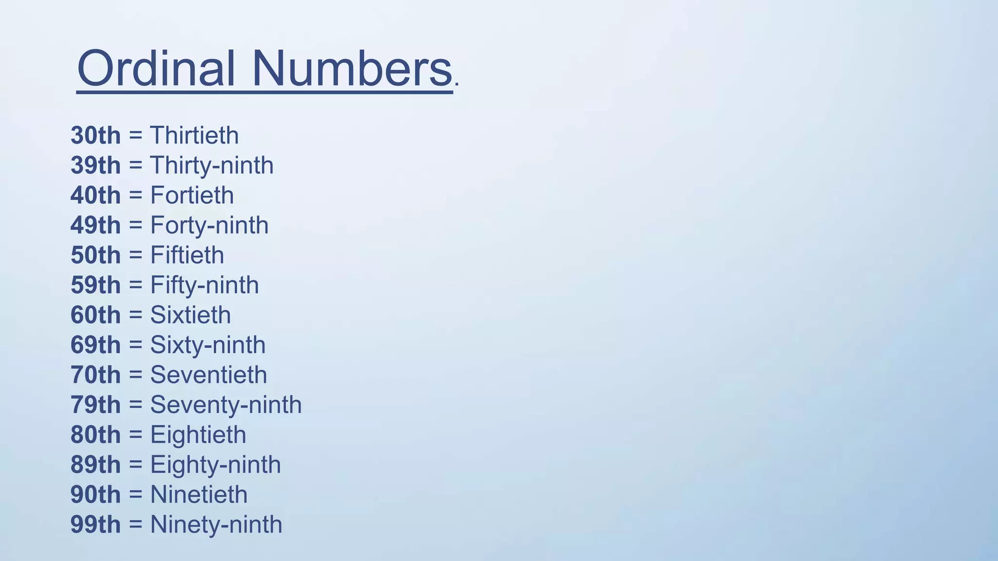 Ordinal numbers | PPTX