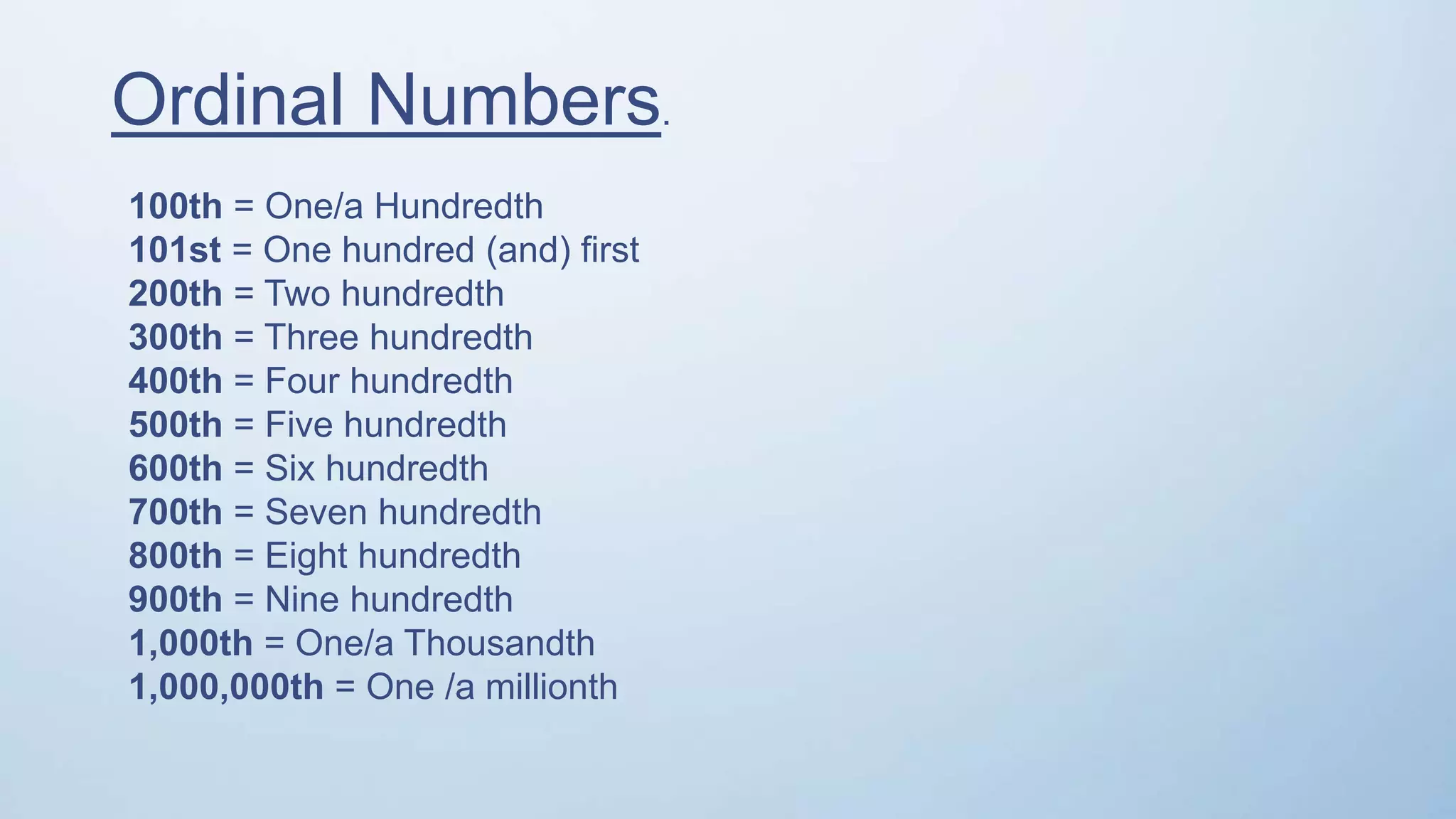 Ordinal numbers | PPTX