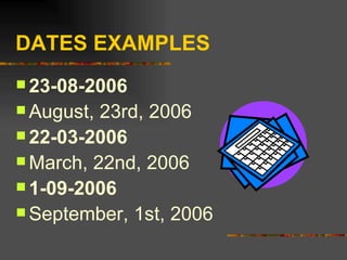 Ordinal Numbers And Dates | PPT