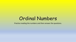 Ordinal Numbers Presentation | PPTX