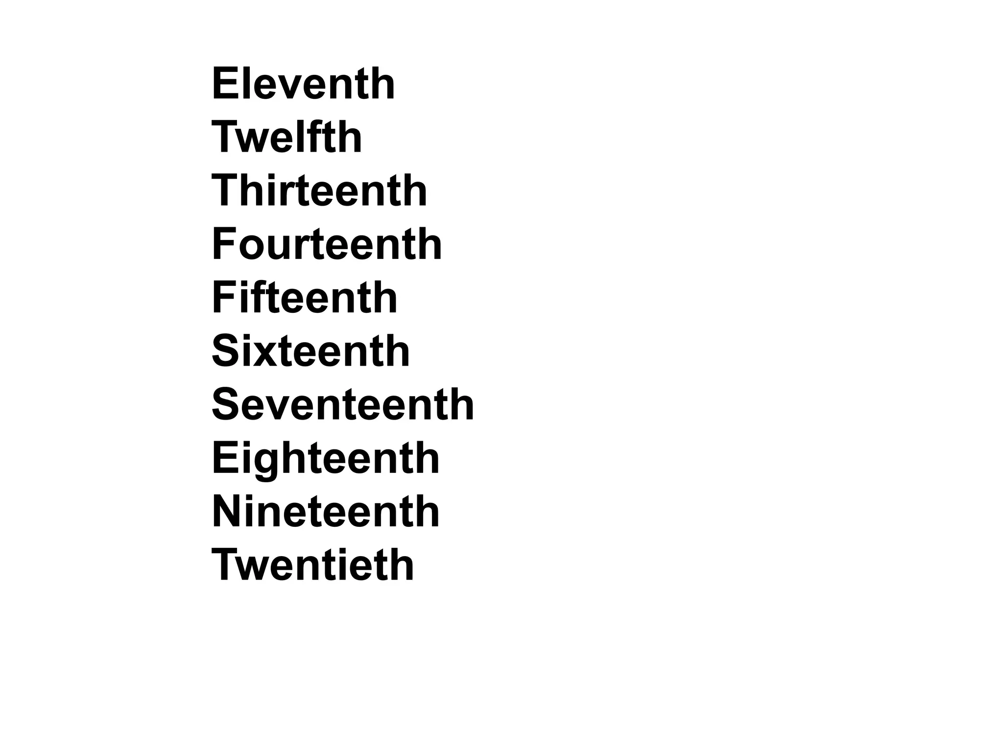 Ordinal Numbers 11th to 20th | PPT