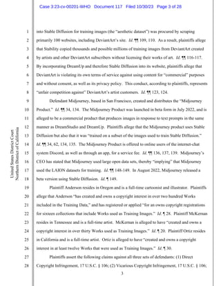 Order on motion to dismiss and strike | 30 Oct. 2023 | Andersen vs Stablity AI | PDF