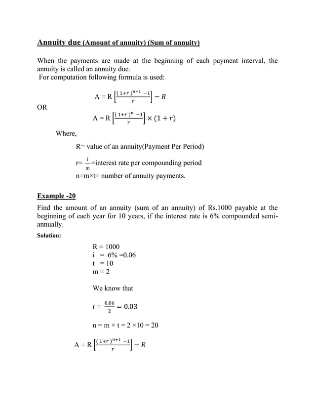 Ordinary annuity and annuity due | PDF