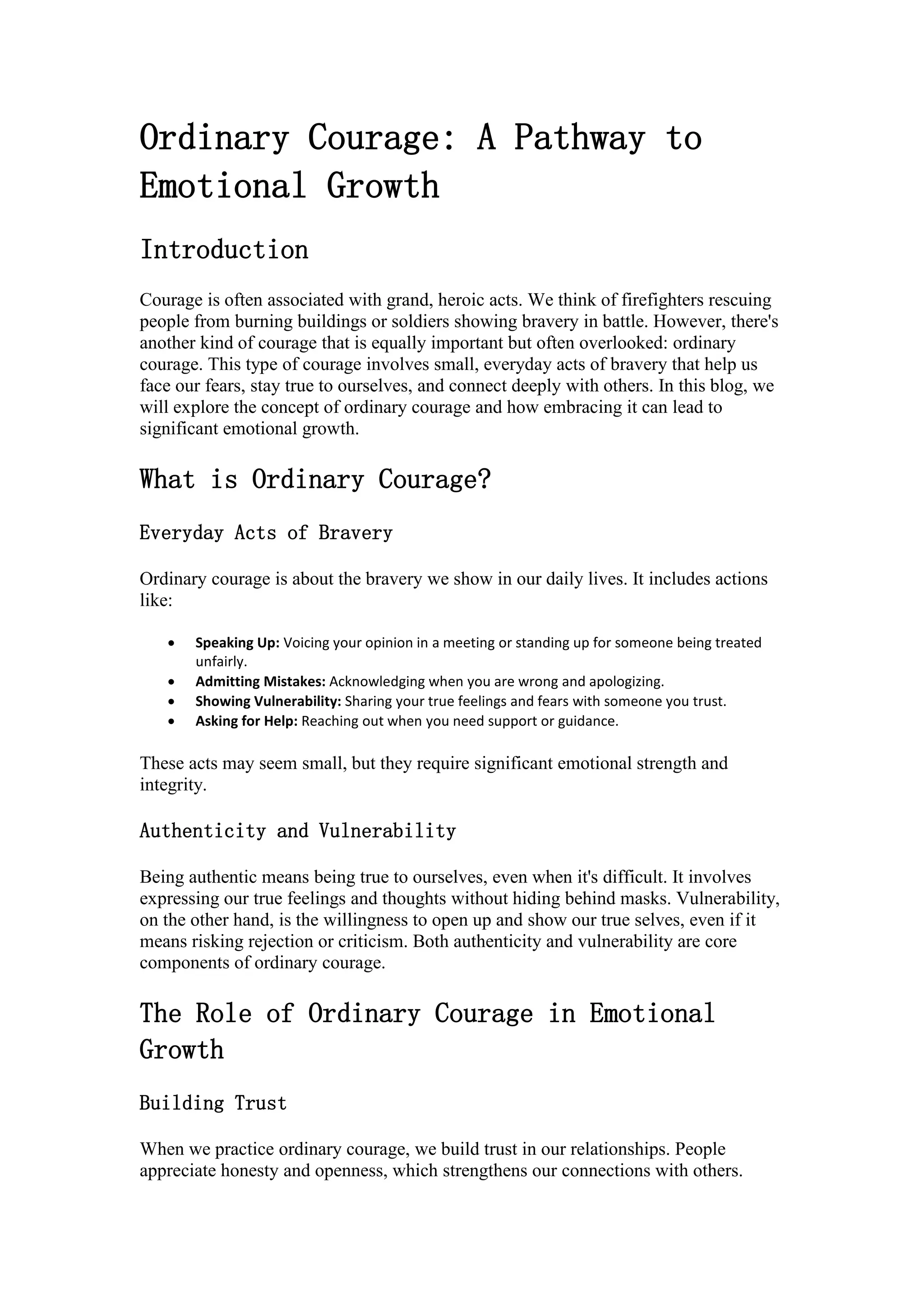 Ordinary Courage a pathway to emotional growth | PDF