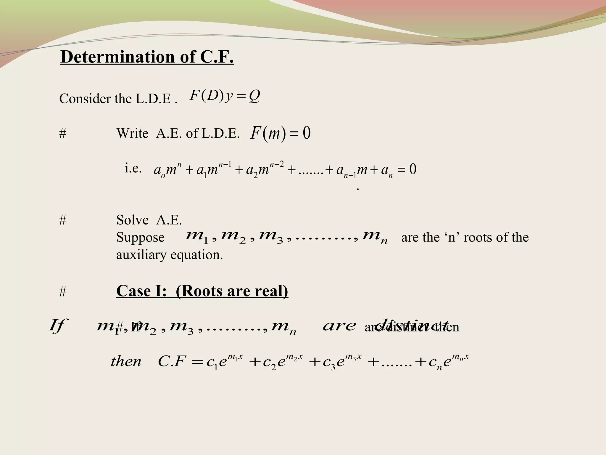 Linear Differential Equation With Constant Coefficient Ppt