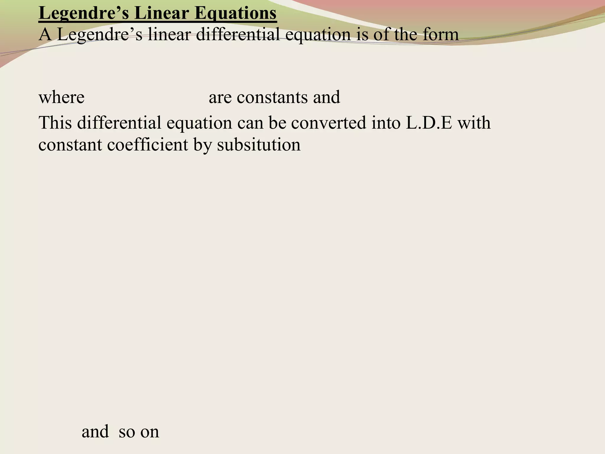 Linear differential equation with constant coefficient | PPT