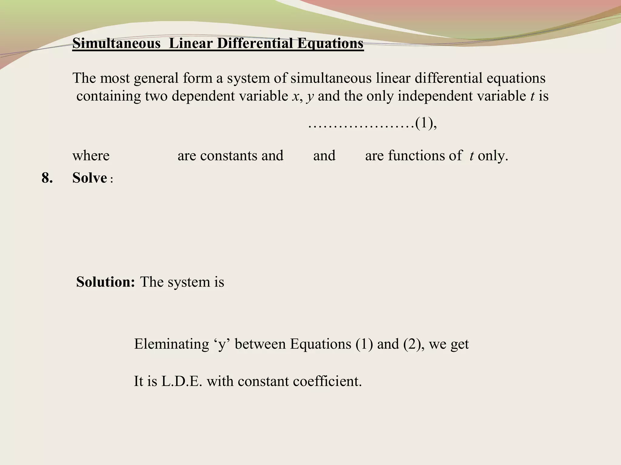 Linear differential equation with constant coefficient | PPT