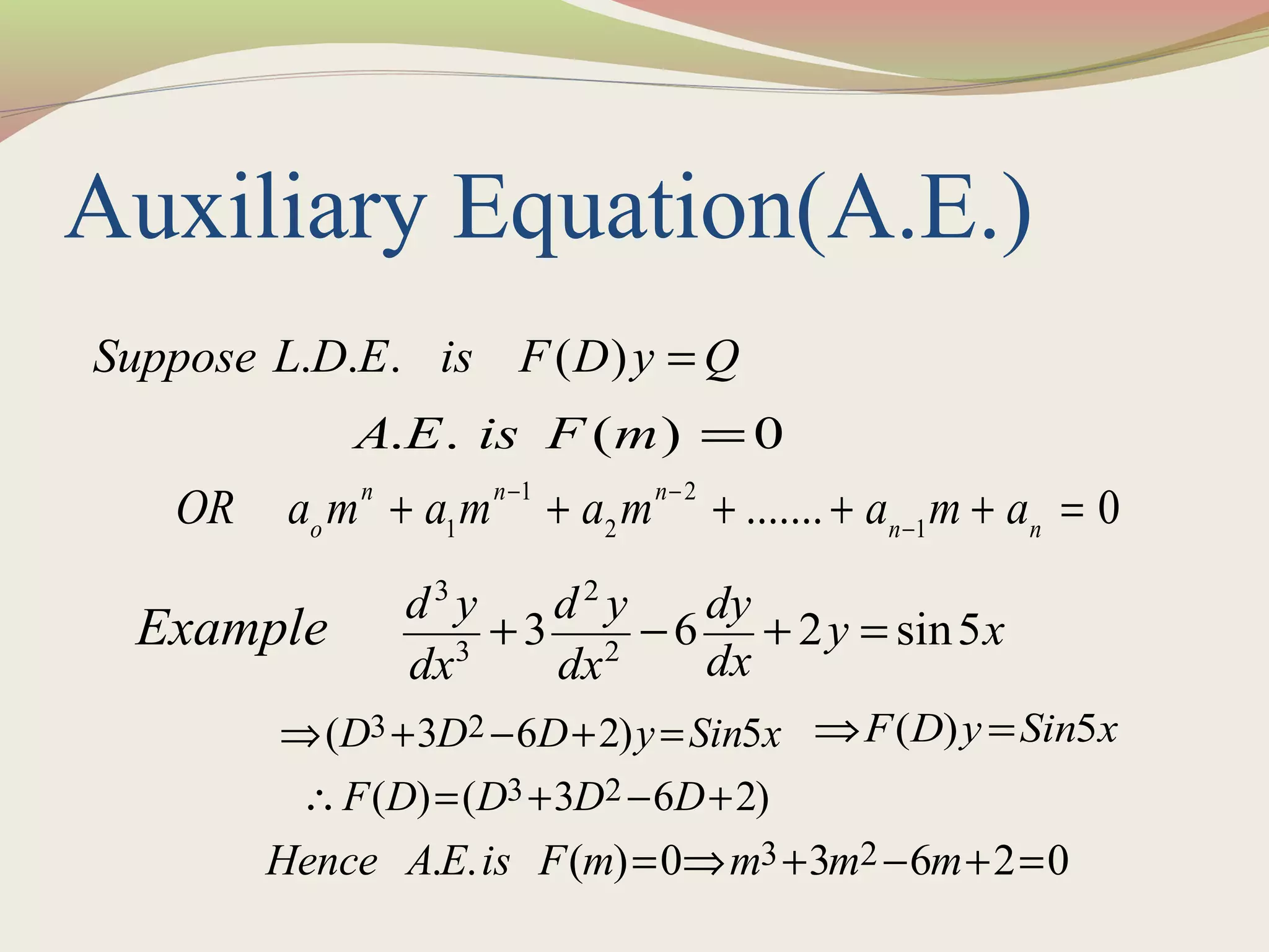 Linear differential equation with constant coefficient | PPT
