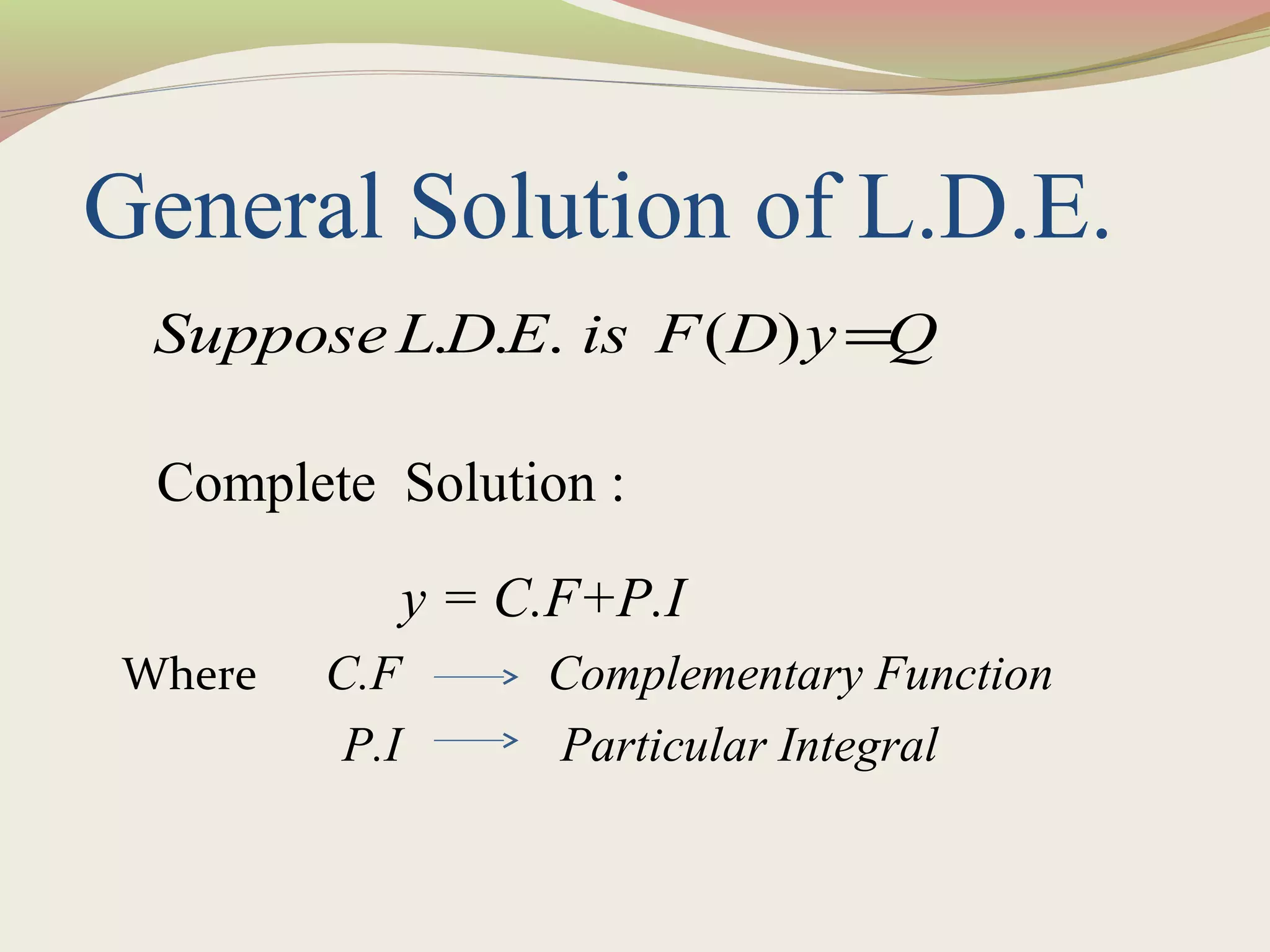 Linear differential equation with constant coefficient | PPT