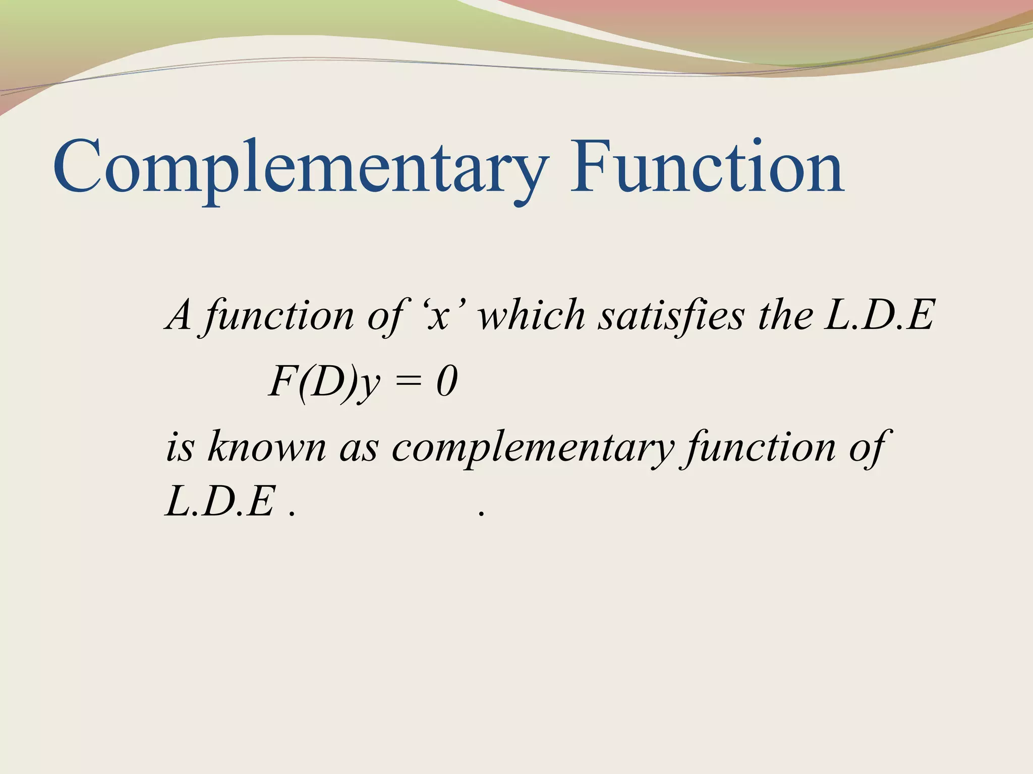 Linear differential equation with constant coefficient | PPT