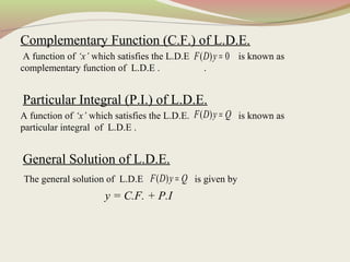 Linear differential equation with constant coefficient | PPT