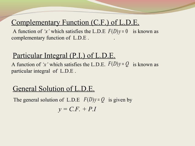 Linear Differential Equation With Constant Coefficient Ppt