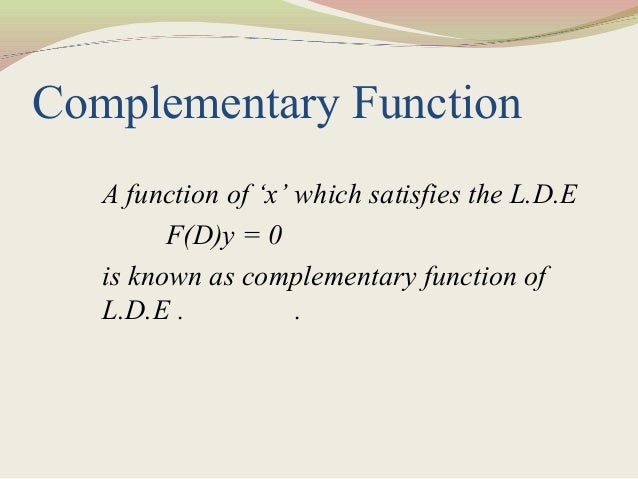 Linear Differential Equation With Constant Coefficient