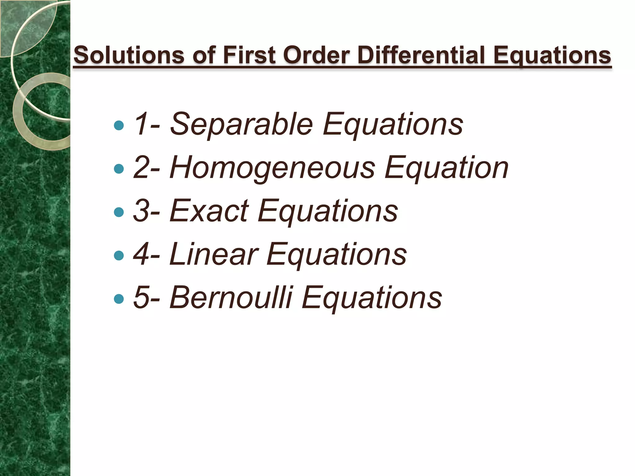 Ordinary differential equations | PPTX | Physics | Science