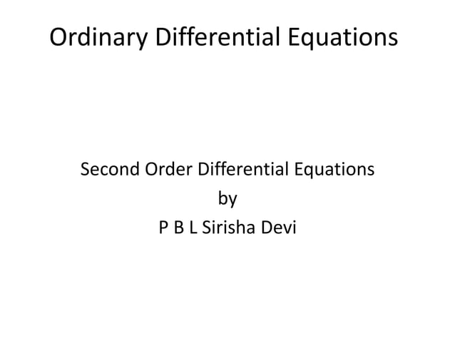 Ordinary Differential Equations Unit1 Ppt