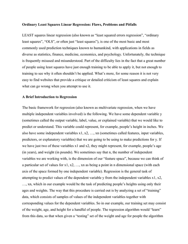 Ordinary least squares linear regression | DOC