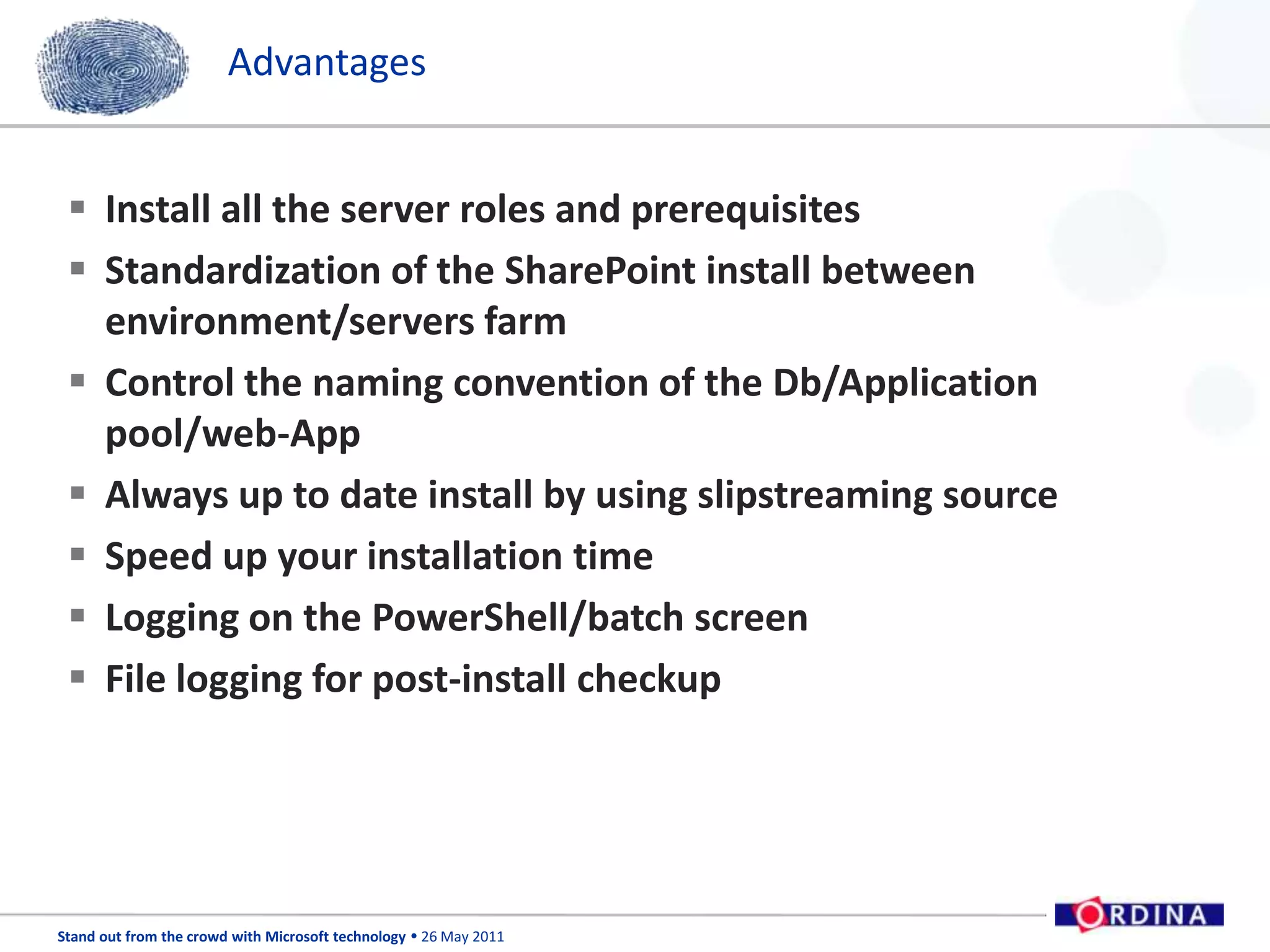 Ordina SOFTC Presentation - SharePoint - Automated scripted deployment ...