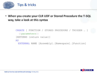Ordina SOFTC Presentation - SQL CLR | PPT