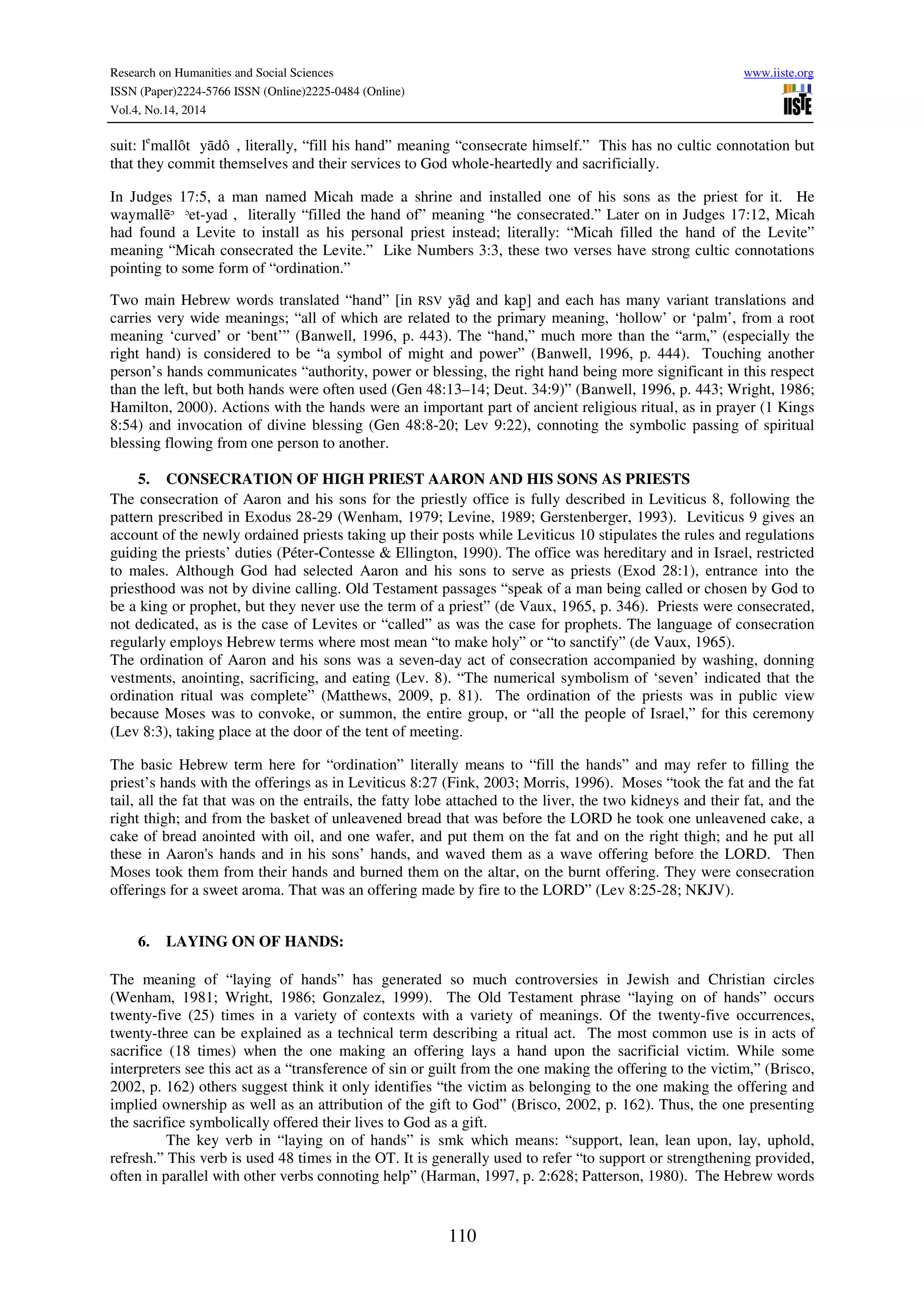 “Ordination” in the old testament | PDF | Christianity | Religion ...